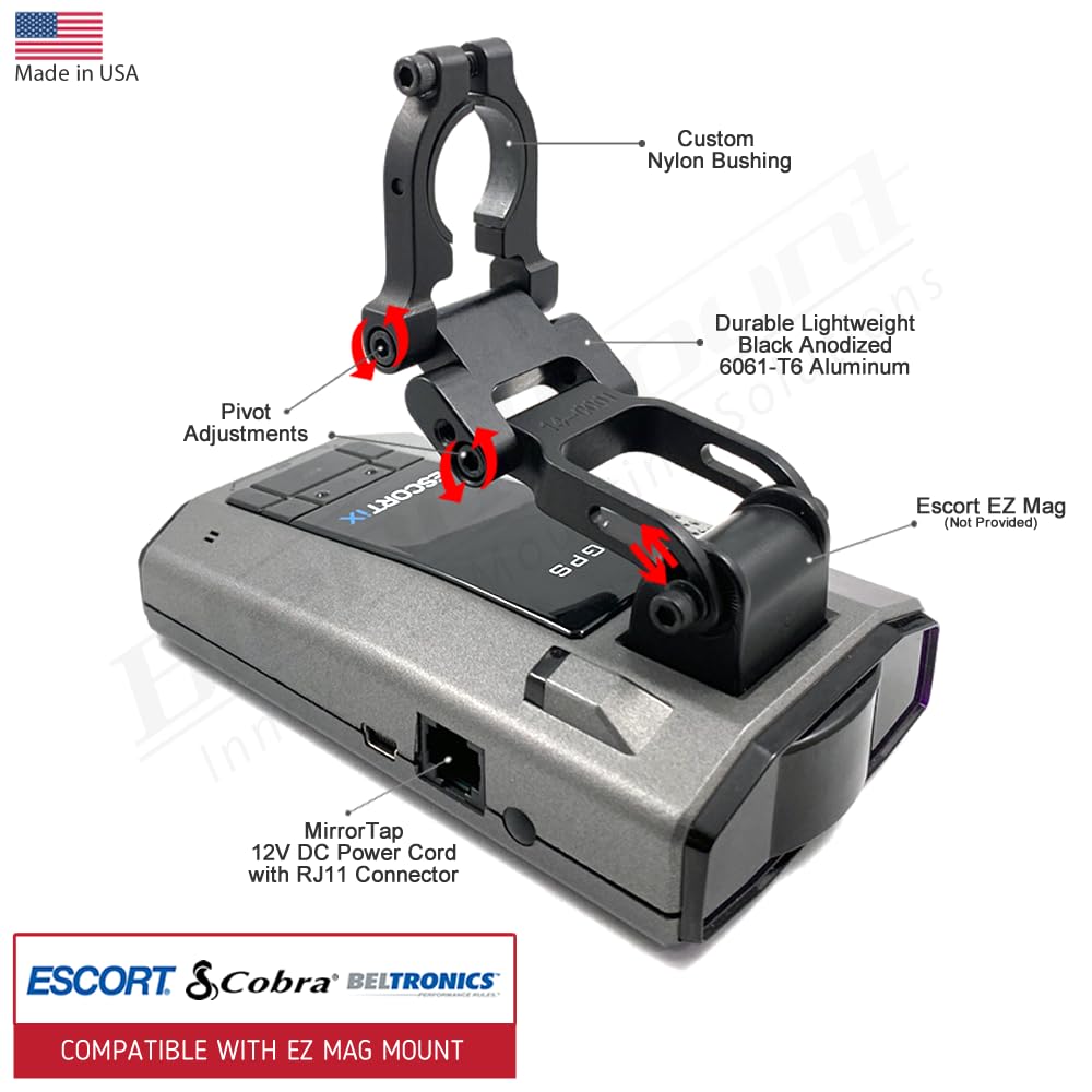 BlendMount Radar Detector Mirror Mount BMG-2001R, Compatible with EZ Magnet Mount for Escort MAX 4, MAX 3, MAX 360 MKII, MAX 360C MKII, MAXcam360c, MAX 360c, Redline 360c