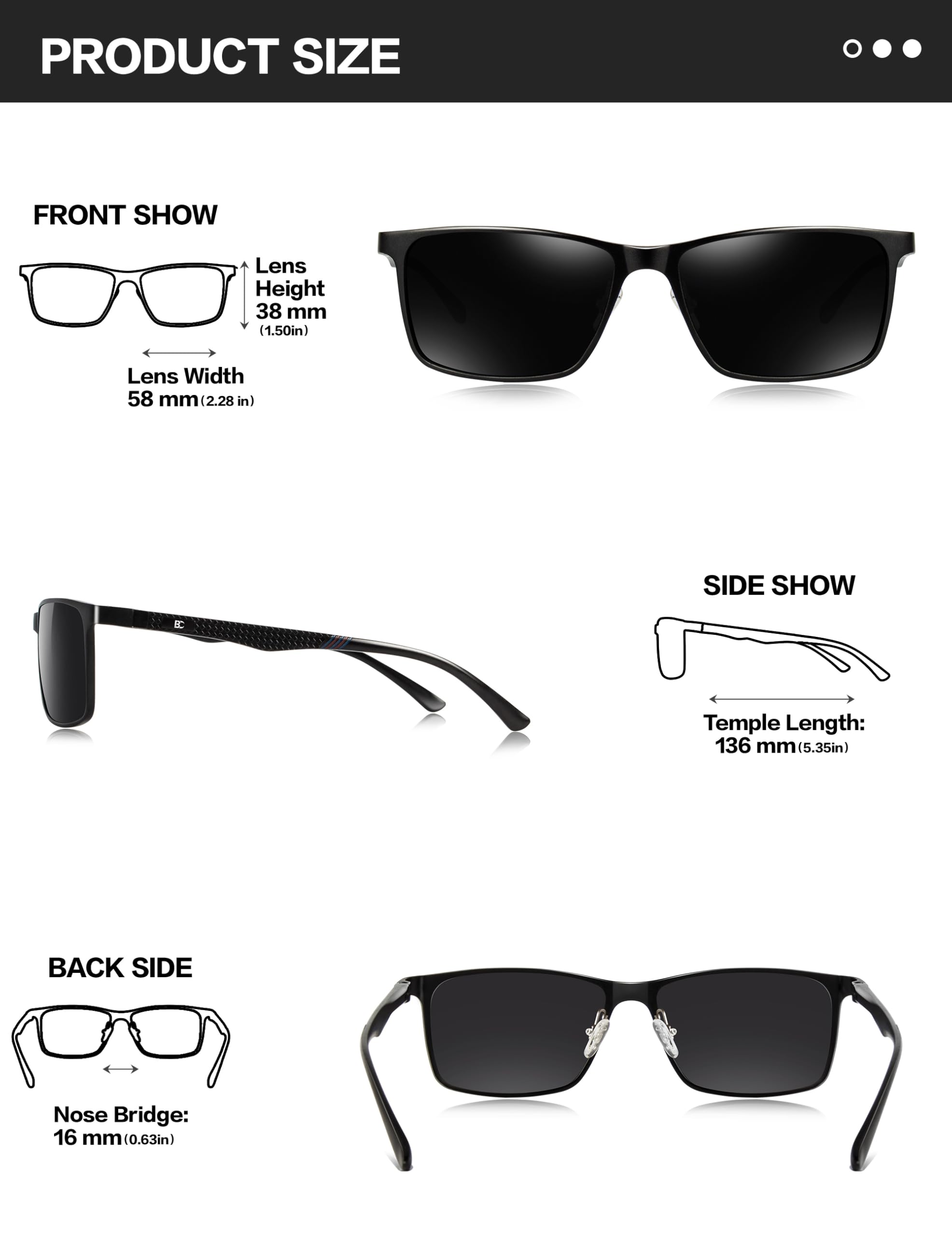 BIRCEN Mens Sunglasses Polarized UV Protection: Classic Shades for Men Driving Fishing with Al-Mg Metal Frame
