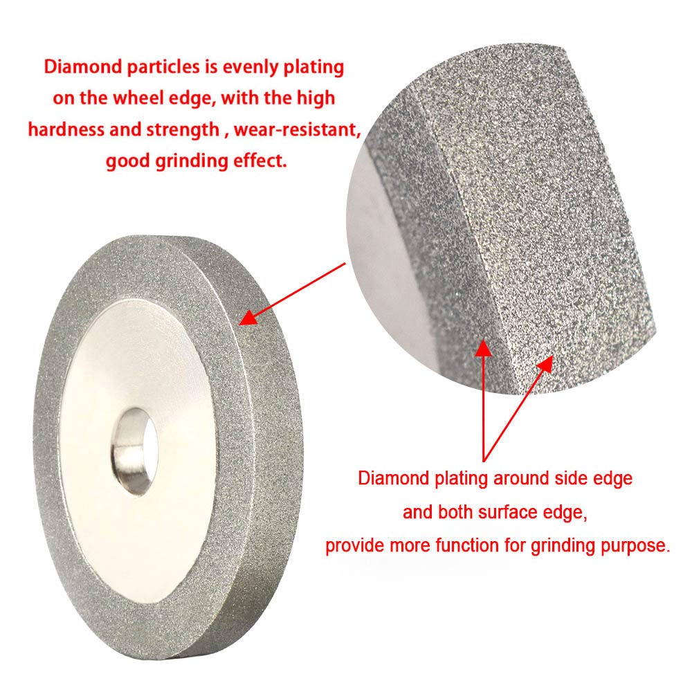 Flat Diamond Grinding Wheel 3-1/16" x 1/2" x 3/8" Grit #150 Parallel Cutter Wheel for Hard Alloy, Tungsten Steel, Ceramic, Gem, Glass - 1Pack