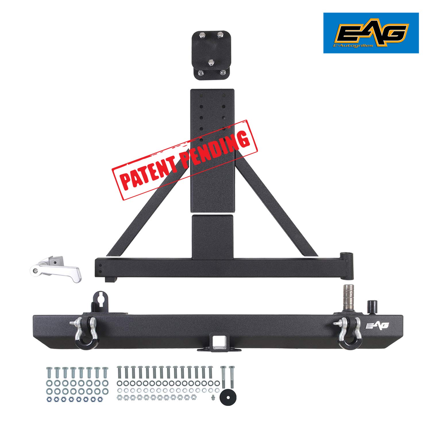 EAG Classic Rear Bumper with Tire Carrier Black Textured Fit for 87-06 Wrangler TJ YJ