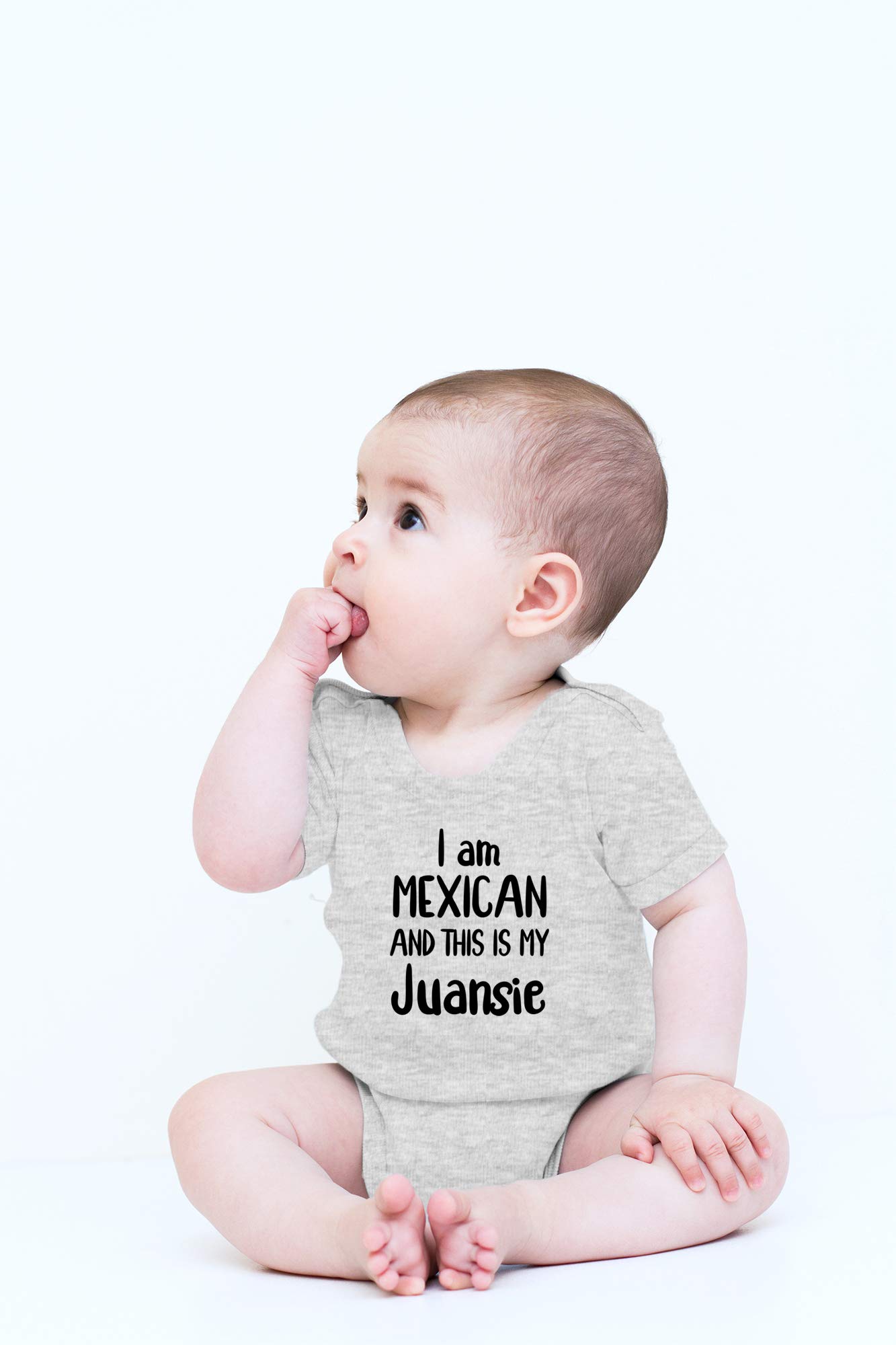 CBTwear I Am Mexican And This Is My Juansie Baby Bodysuit Funny Infant Outfit Unisex Humor Clothes (12 Months, Heather Grey)
