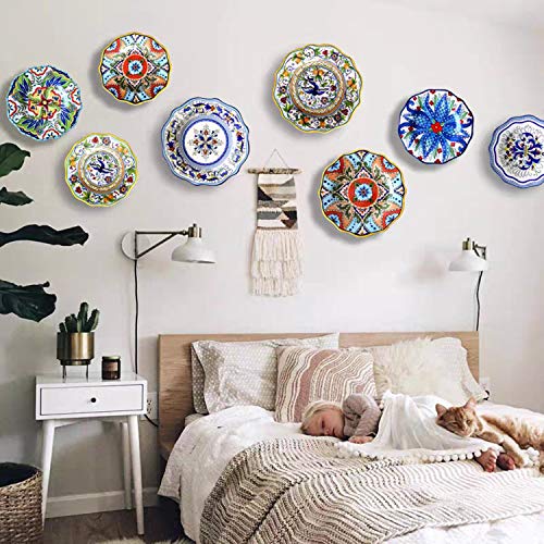 Fasunry 12 Pack Plate Hangers, 8 10 12 Inch Wall Plate Hangers and 16 Pack Wall Hooks, Compatible 7.5 to 12.5 Inch Decorative Plates, Antique China, Antique Plates and Arts