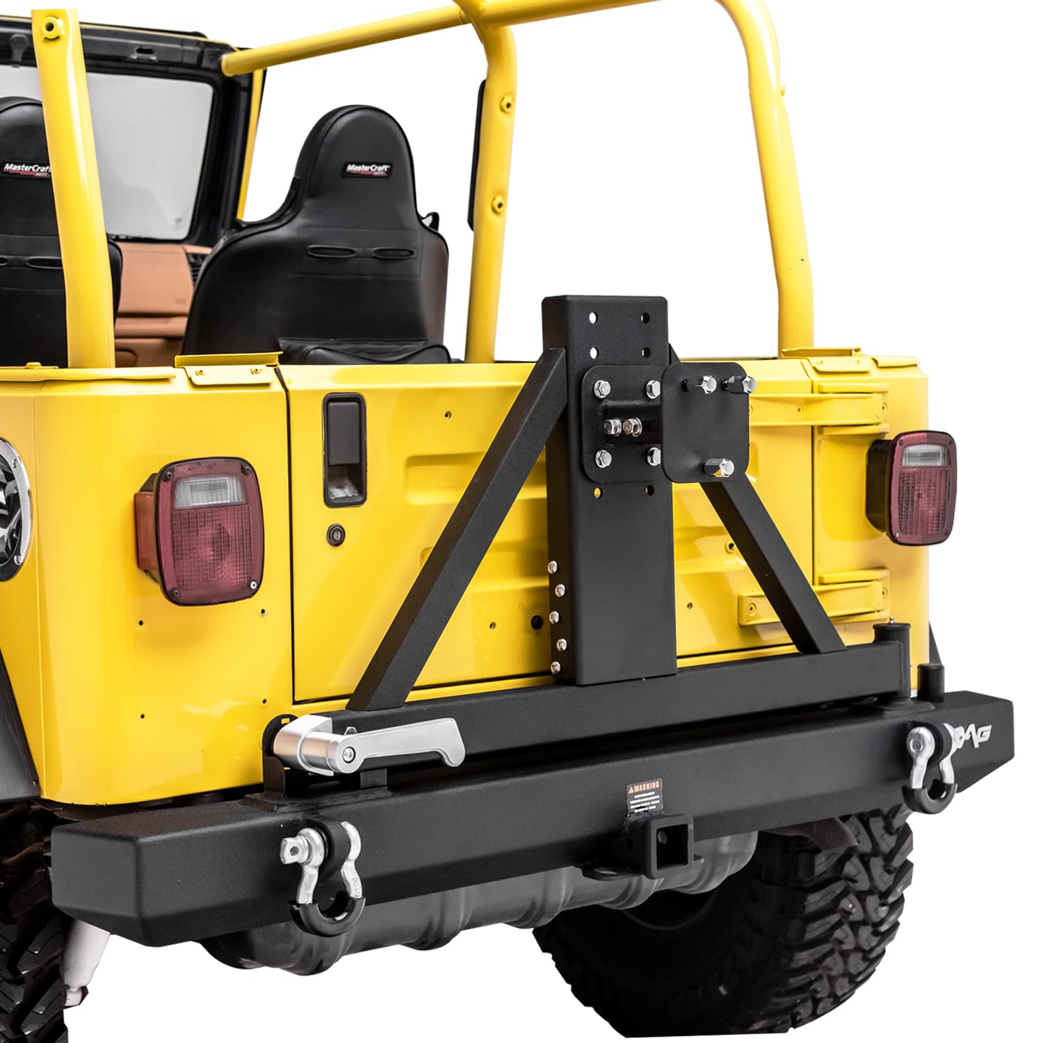 EAG Classic Rear Bumper with Tire Carrier Black Textured Fit for 87-06 Wrangler TJ YJ