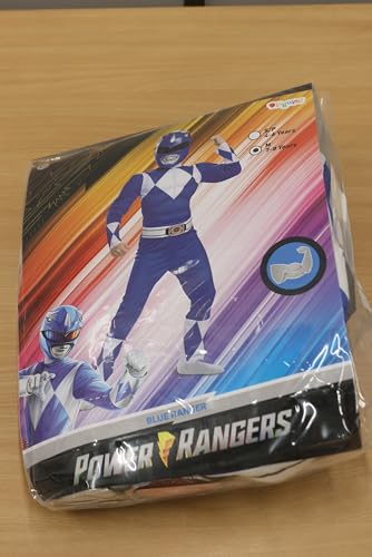 Blue Power Ranger Costume, Kids Size Beast Morphers Muscle Padded Character Jumpsuit and Mask, Classic Child Size Medium (7-8)