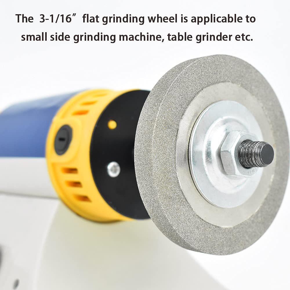 Flat Diamond Grinding Wheel 3-1/16" x 1/2" x 3/8" Grit #150 Parallel Cutter Wheel for Hard Alloy, Tungsten Steel, Ceramic, Gem, Glass - 1Pack