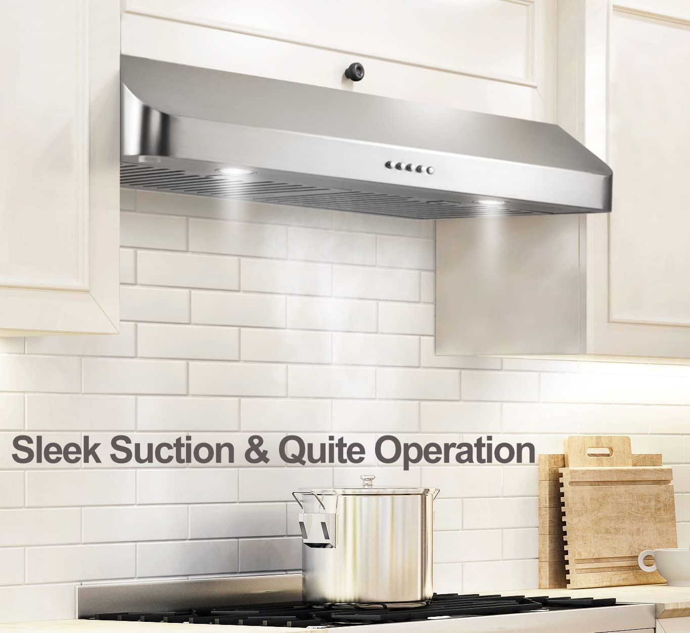 EVERKITCH Range Hood 30inch Under Cabinet, 450CFM Kitchen Vent Hood with Permanent Stainless Steel Filters