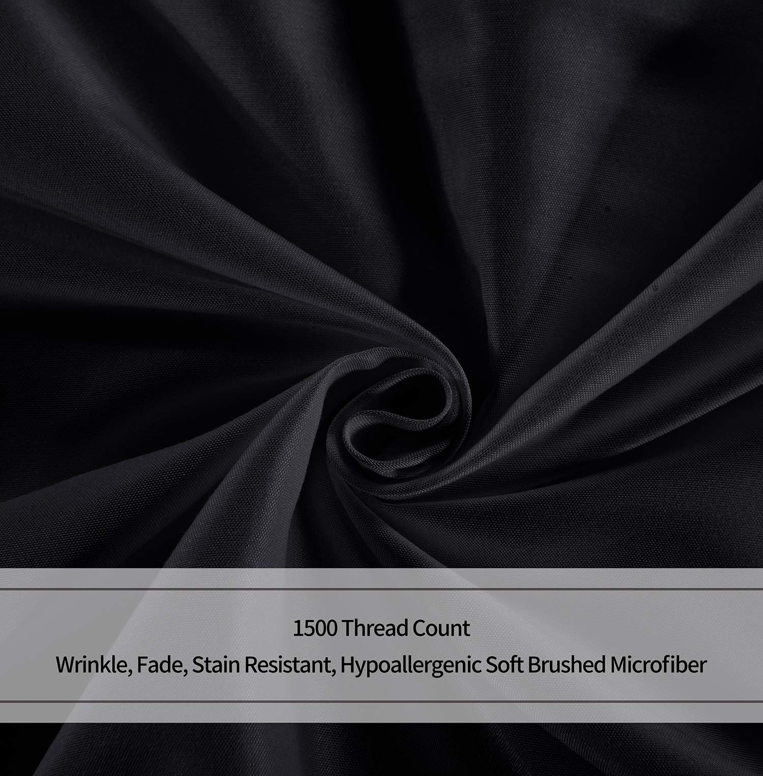 PHOENIX HOME TEXTILES 1500 Collection Soft Brushed Microfiber Sheet Set with 15-Inch Deep Pocket -Wrinkle Fade and Stain Resistant (Queen, Black)