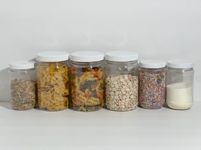 Smart Solutions Clear Plastic Mason Jars (32 oz 6 Pack)