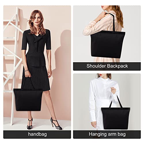 Pshet 1|2 Pack 21'' Canvas Tote Bag Zipper Cotton Bag with Inner Pocket Reusable Grocery Shopping Bag 12oz Cloth Bag DIY Gift,black,pack of 1