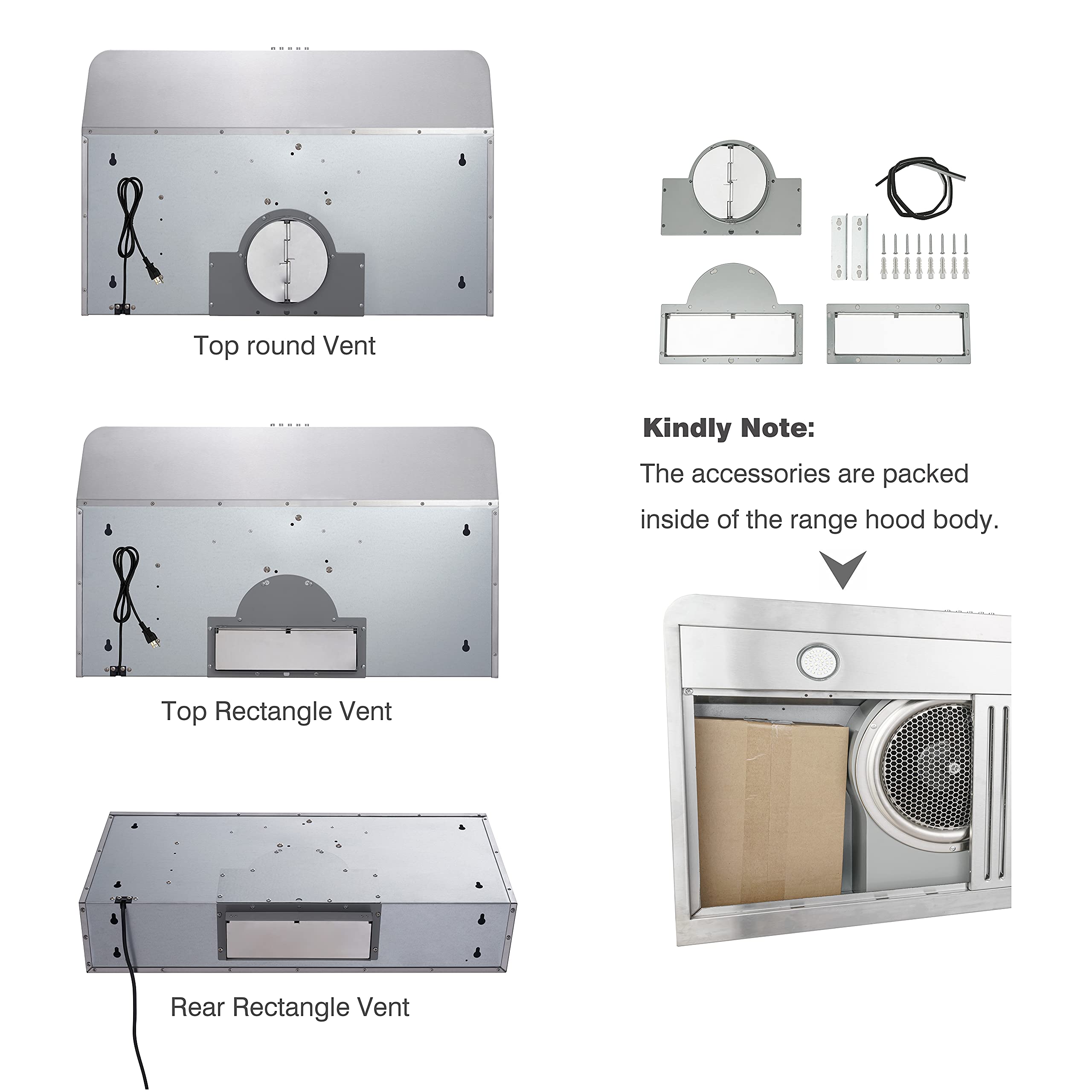 EVERKITCH Range Hood 30inch Under Cabinet, 450CFM Kitchen Vent Hood with Permanent Stainless Steel Filters
