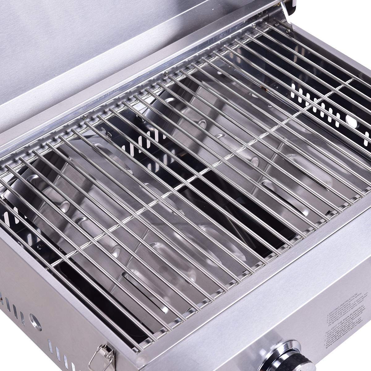 Kanizz Portable Patio LPG Dual Burner Barbeque Grill Stove w/Lid, Garden Camping Kitchen Tabletop Grill Double Burner Head 20,000 BTU Max LPG, Low Smoke Adjustable 2 Burner