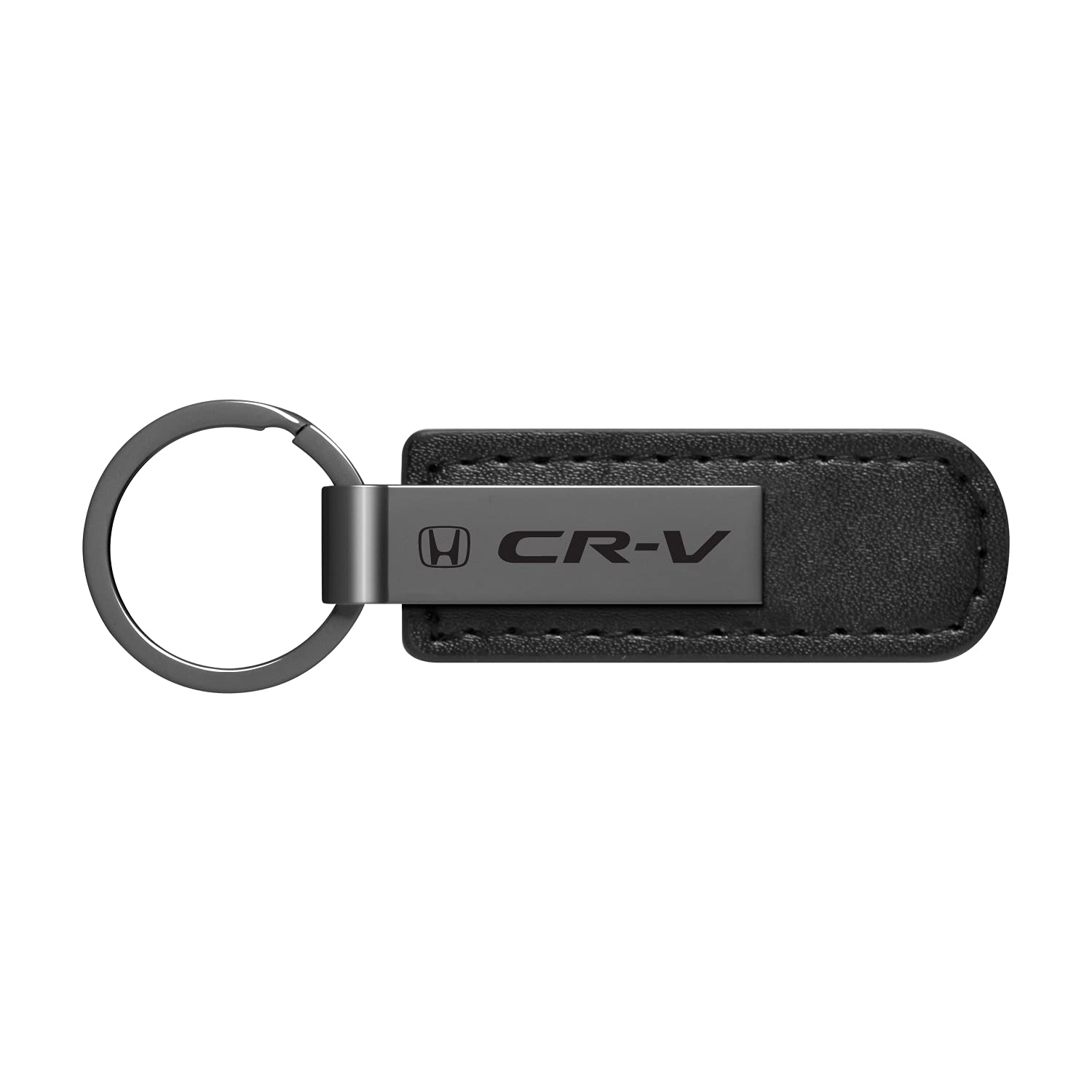 iPick Image for Honda CR-V Gunmetal Black Metal Plate PU Leather Strap Key Chain Keychain, Official Licensed
