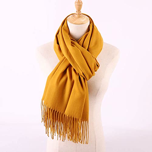 Roll Up Unisex Classic Luxurious Soft Cashmere Winter Scarf, Scarves (Mustard)