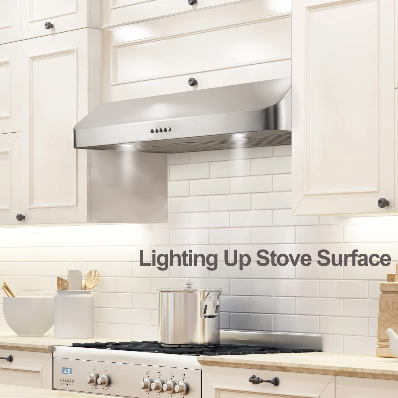 EVERKITCH Range Hood 30inch Under Cabinet, 450CFM Kitchen Vent Hood with Permanent Stainless Steel Filters
