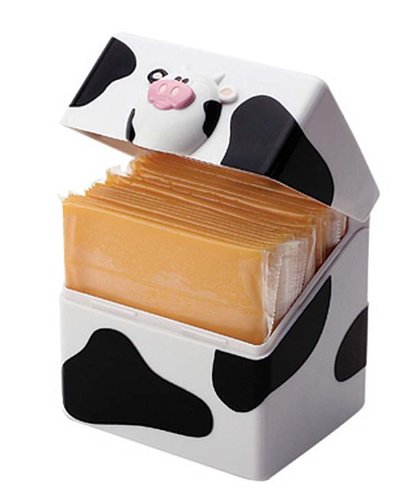 Joie Kitchen Moo Cow Sliced Cheese Container for Fridge | Fun Cheese Vault Keeps Cheese Fresh and Delicious