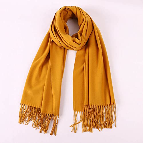 Roll Up Unisex Classic Luxurious Soft Cashmere Winter Scarf, Scarves (Mustard)