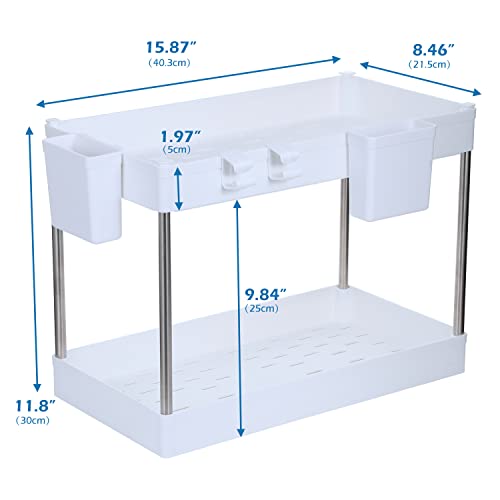 Under Sink Organizers and Storage, Venroii Cabinet Organizer, 2 Pack Under Sink Organizer for Kitchen Bathroom, Kitchen Organization and Storage (White)