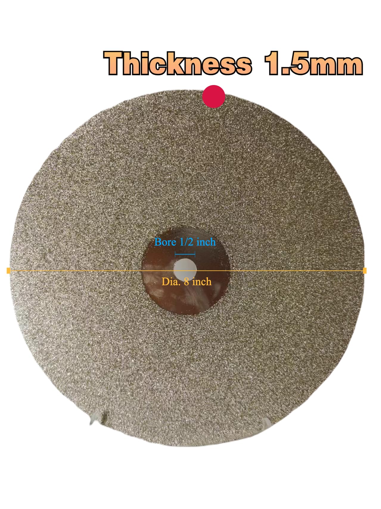 Diamond Flat Lap Disc, 8 Inch, 3000 Grit, 1/2 Inch Arbor, for Gemstone Glass Ceramics Grinding Polishing (3000 Grit)