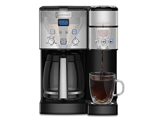 Cuisinart Single Serve + 12 Cup Coffee Maker, Offers 3-Sizes: 6-Ounces, 8-Ounces and 10-Ounces, Stainless Steel, SS-15P1