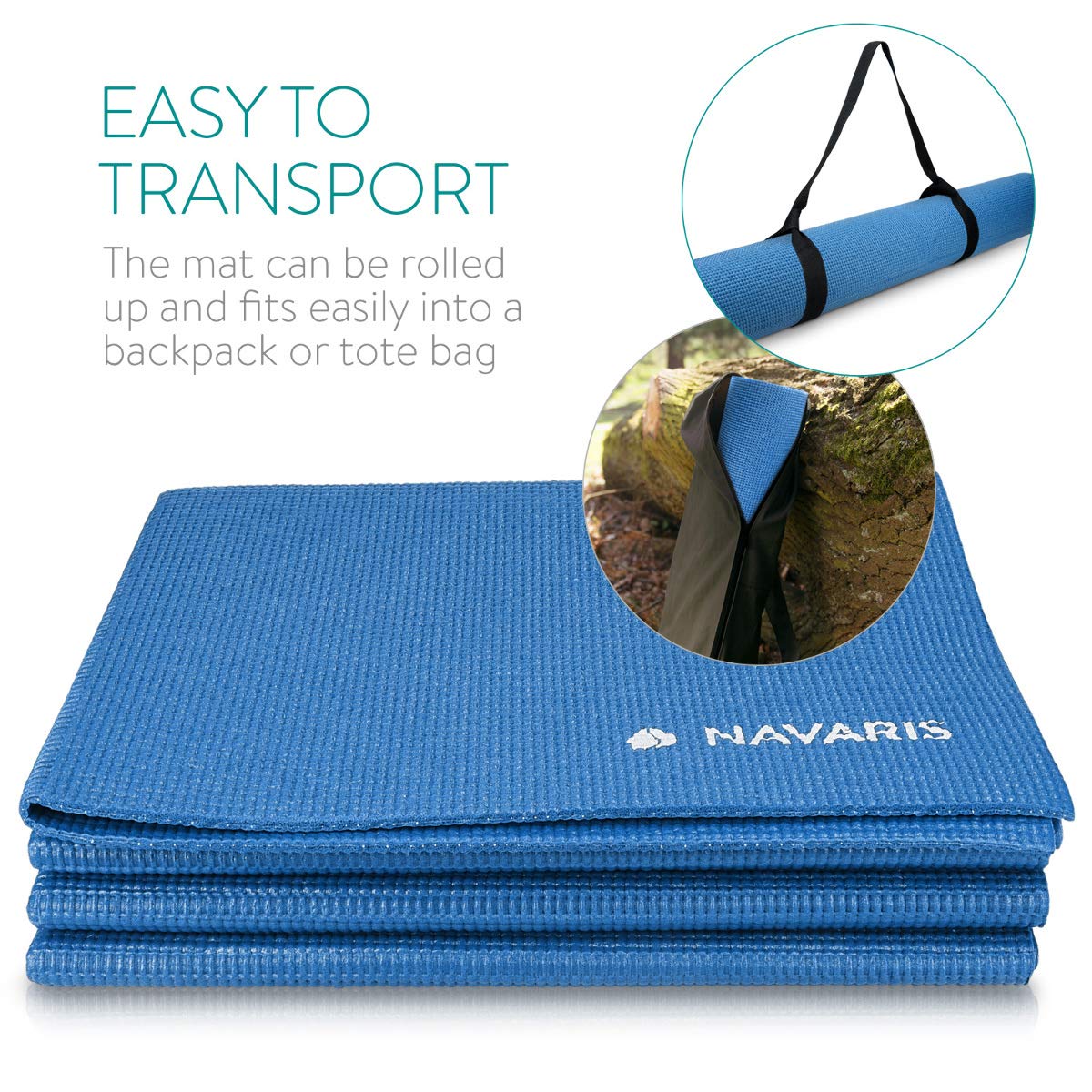Navaris Foldable Yoga Mat for Travel - 1/8 inch (4mm) Thick Exercise Mat for Yoga, Pilates, Workout, Gym, Fitness - Non-Slip Folding Thin Portable Mat