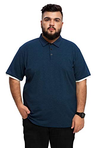 Aiyino Men's Big and Tall Classic Fit Short Sleeve Solid Soft Cotton Polo Shirt 4XL Navy