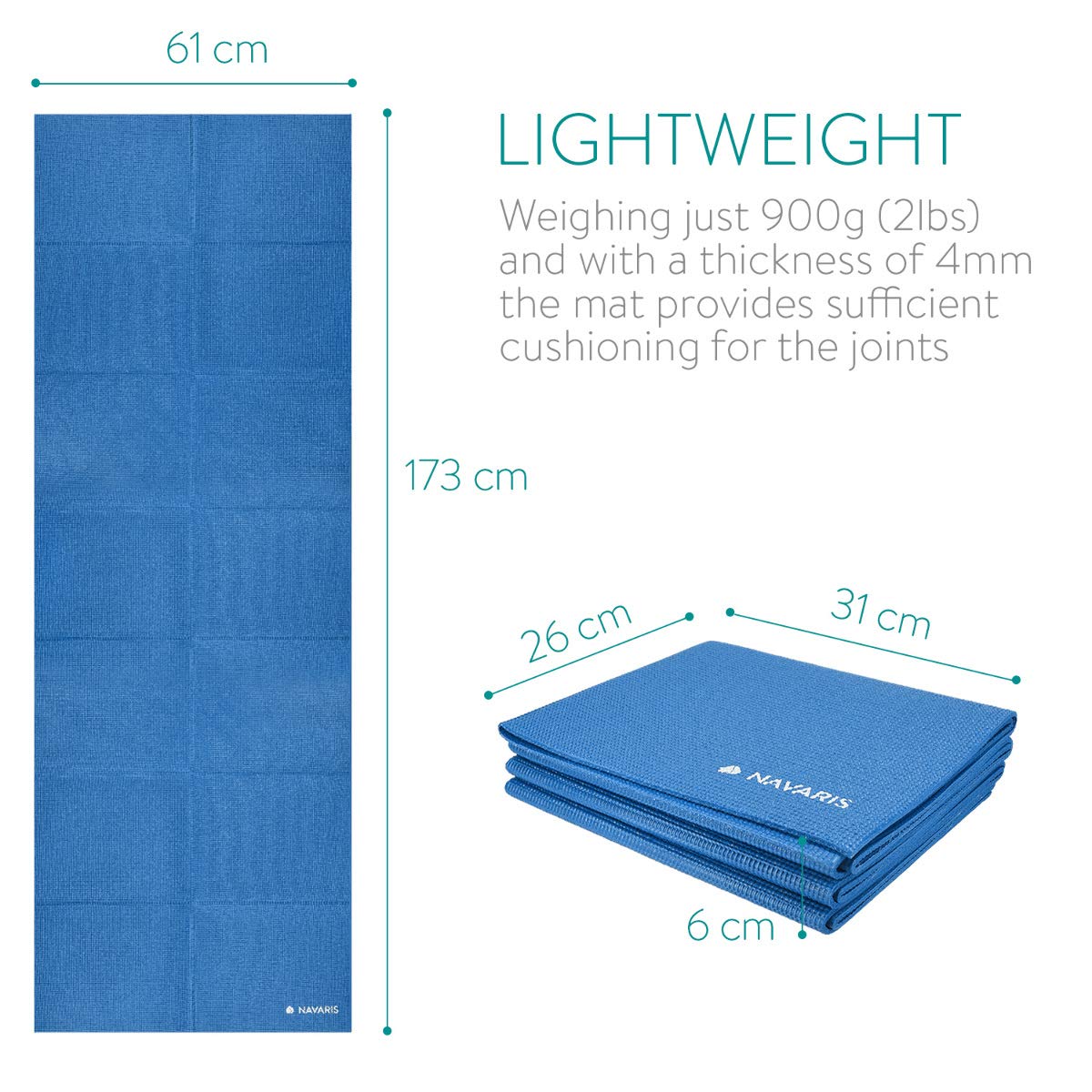 Navaris Foldable Yoga Mat for Travel - 1/8 inch (4mm) Thick Exercise Mat for Yoga, Pilates, Workout, Gym, Fitness - Non-Slip Folding Thin Portable Mat