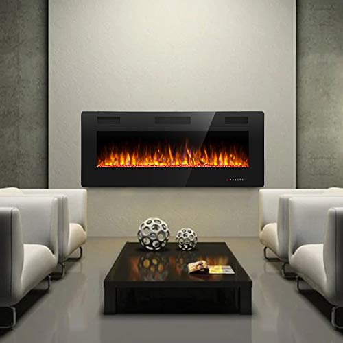 Antarctic Star 42 Inch Electric Fireplace in-Wall Recessed and Wall Mounted, Fireplace Heater and Linear Fireplace with Multicolor Flame, Timer, 750/1500W Control by Touch Panel & Remote