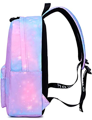 mygreen Cute Lightweight Rainow Flower School Backpack for Girls Laptop Backpack Teens Bookbag Galaxy Pink Purple