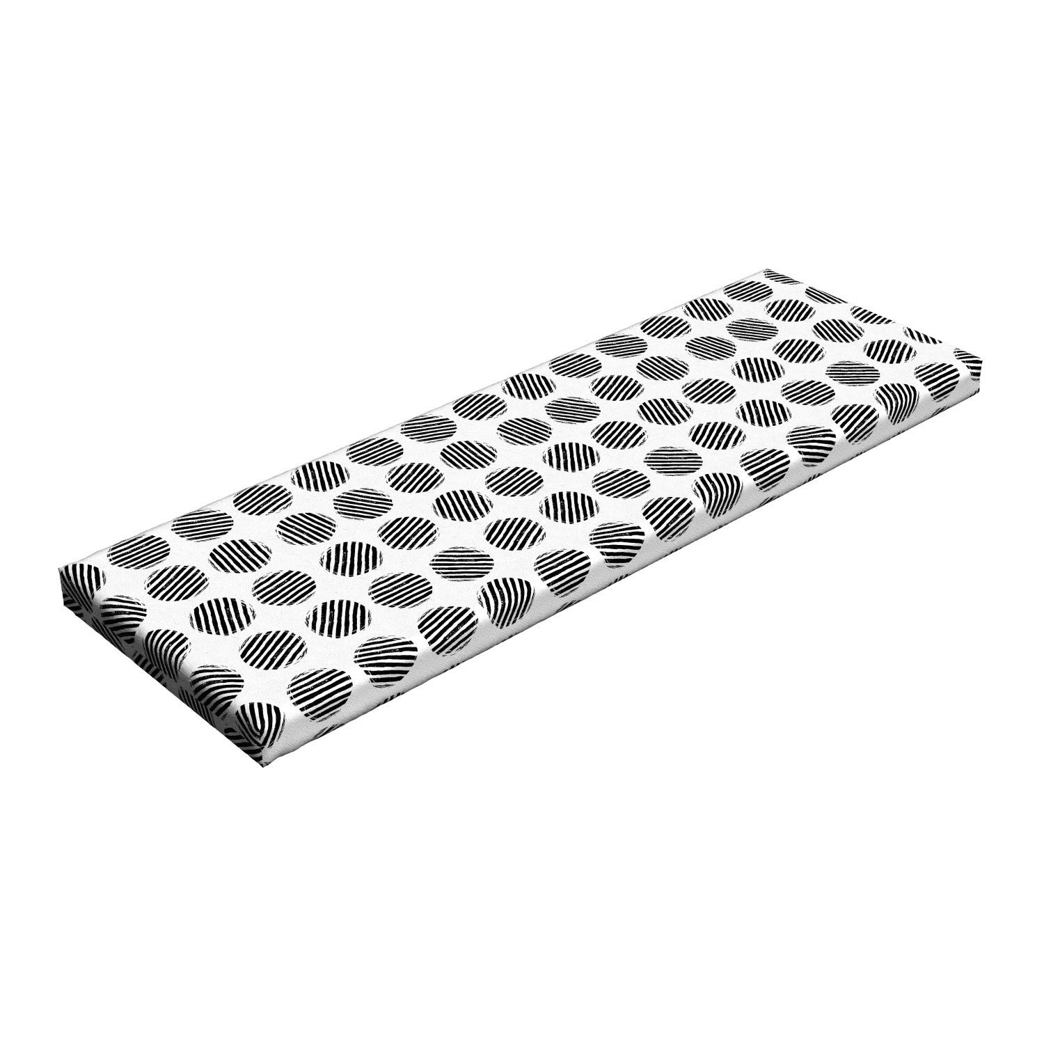 Ambesonne Black and White Bench Cushion, Abstract Classic Modern Style Geometry Pattern with Striped Rounds, Standard Size Foam Pad with Decorative Fabric Cover, 45" x 15" x 2", White and Black