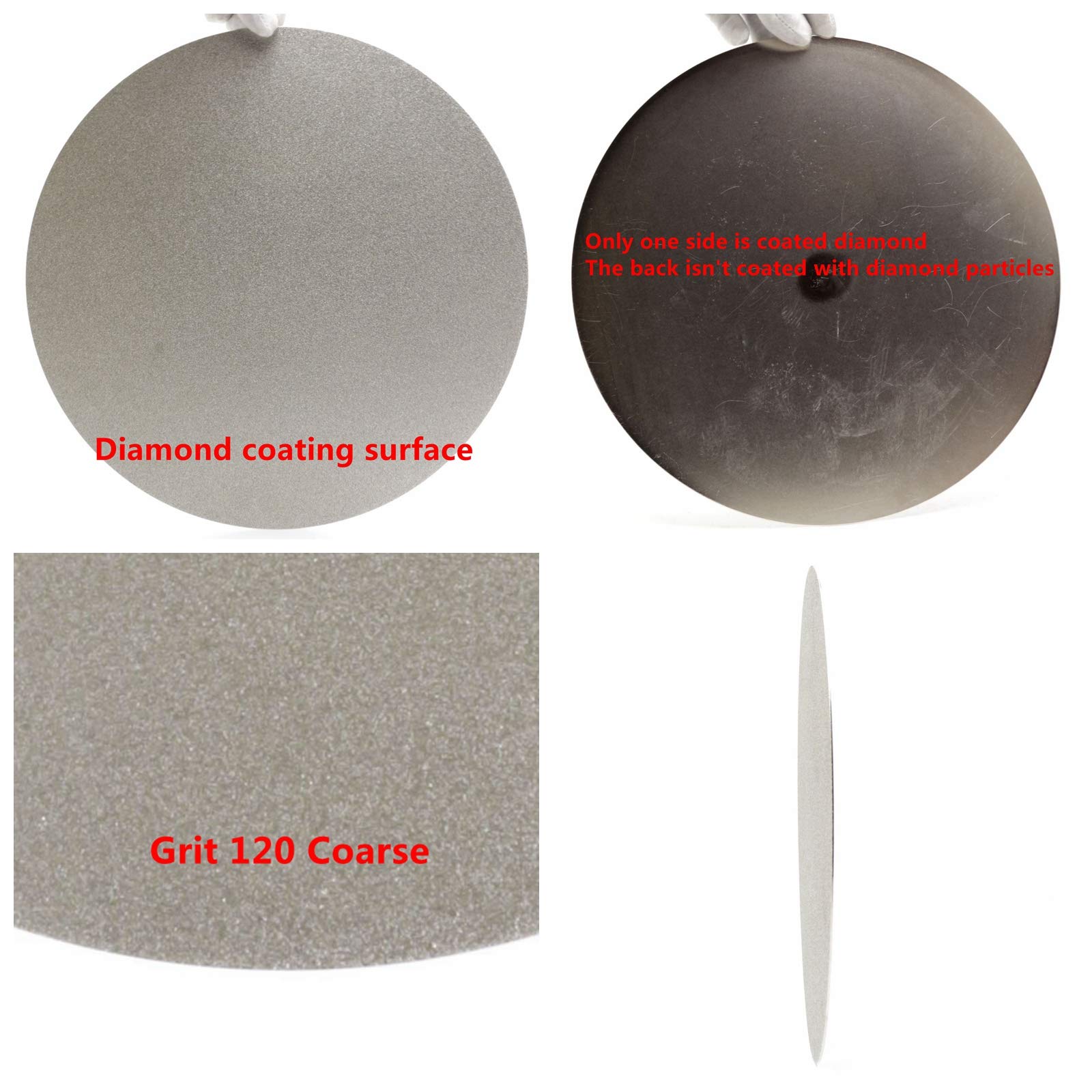 JINGLING NO Center Hole 8" inch Diamond Grinding Disc 120 Grit Flat Lap Disk Lapidary Tools for Stone