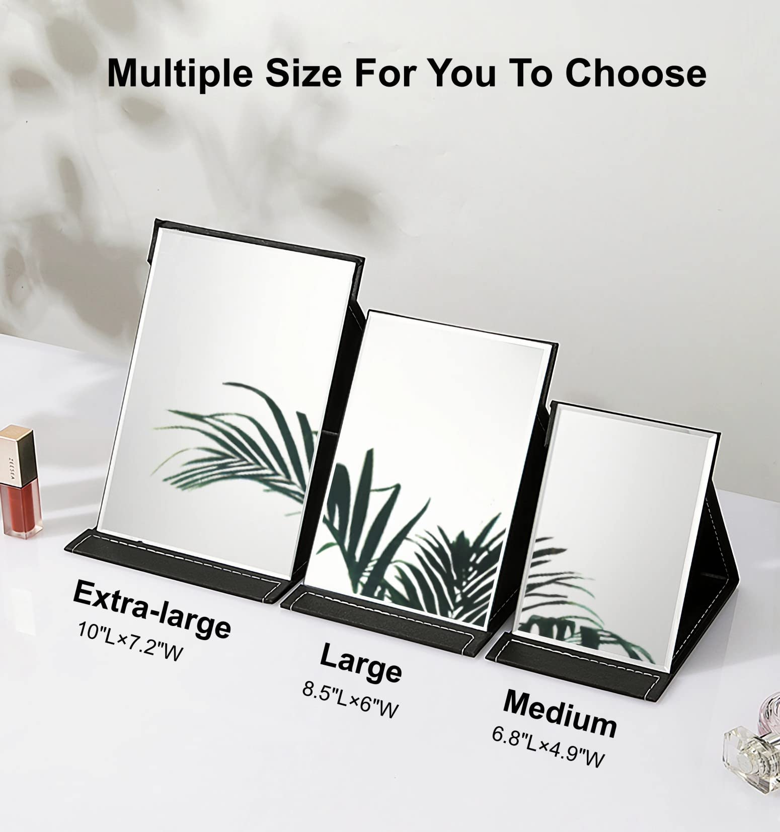 NAYSAYE 10x7 Inches Portable Folding Makeup Mirror Table Vanity Desk Travel Mirror with Stand Tabletop Desktop Mirror