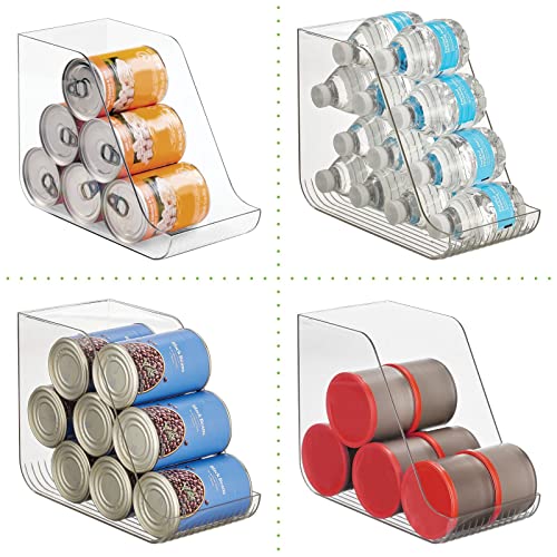 mDesign Plastic Kitchen Storage Organizer Container Bins for Pantry, Fridge, Freezer Organization - Holds Canned Food, Soup Can, Soda Water Bottle - Ligne Collection - Clear
