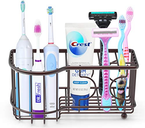 Simple Houseware Multi-Functional 6 Slots Toothbrush Holder, Bronze
