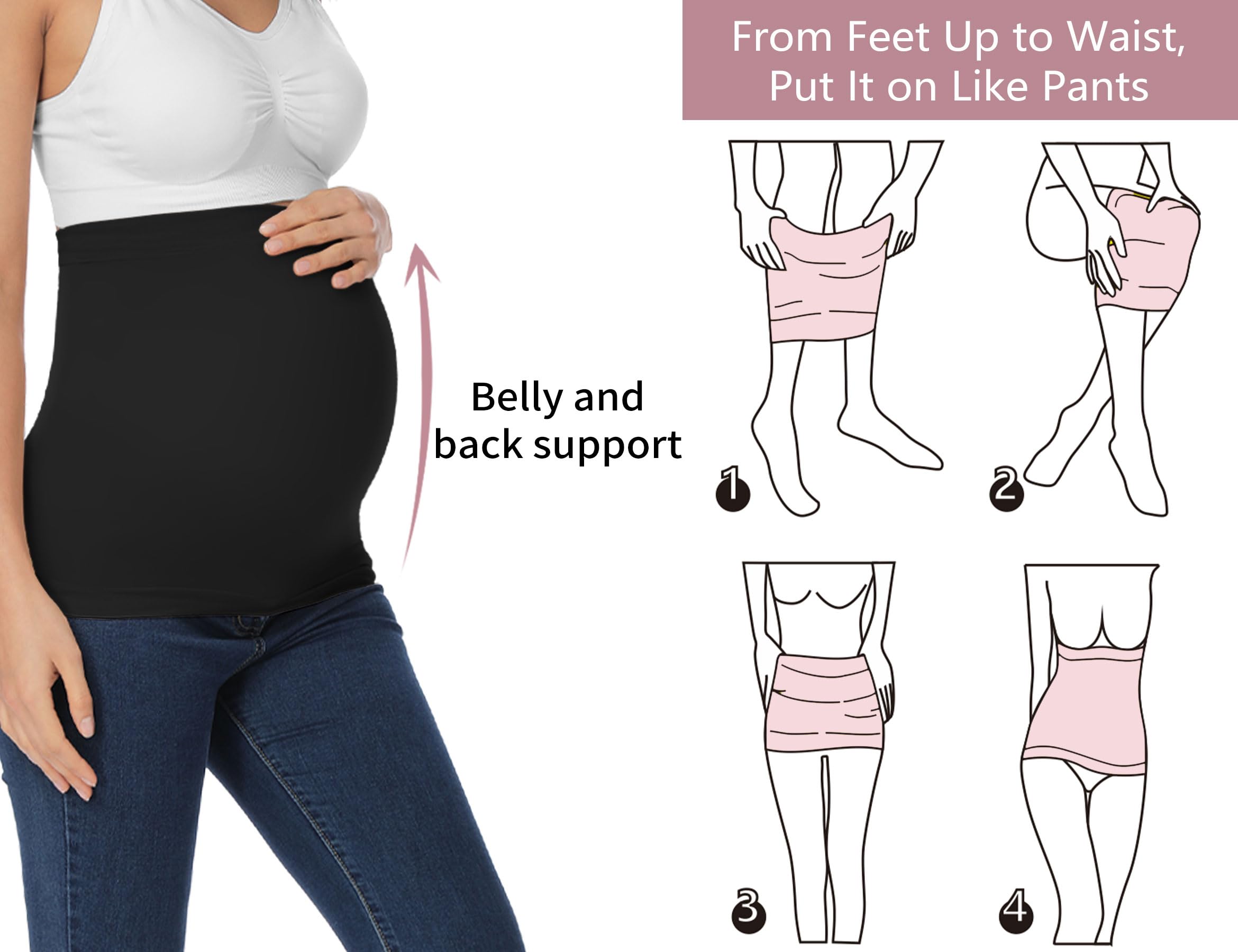 Rheane Maternity Jeans Extender Belly Bands For Pregnant Women Pregnancy Belly Band Mmaternity Pants Extender (Black 2)
