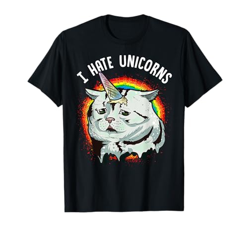 Meowgical Caticorn Ice Cream Cat I Hate Unicorns T-Shirt