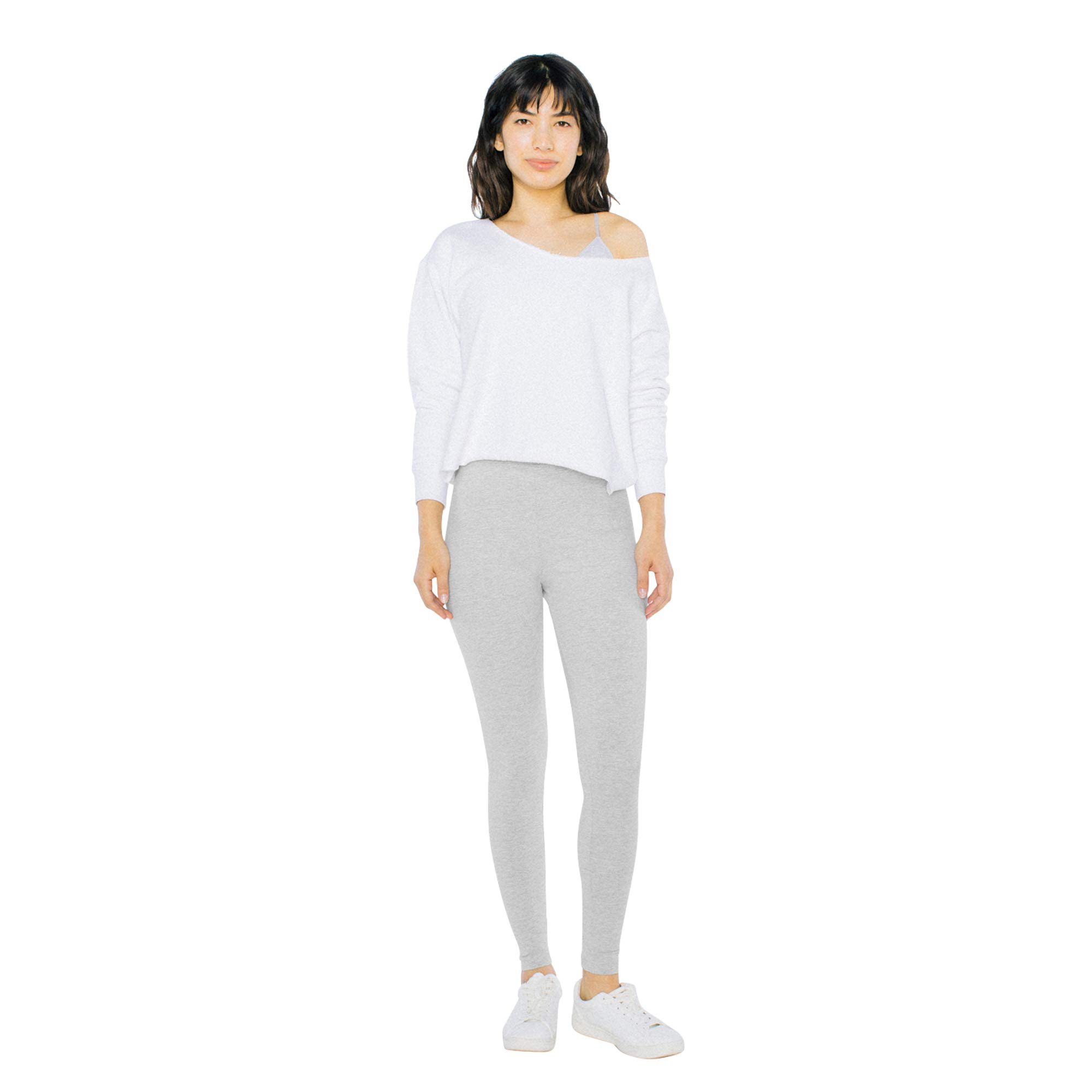 American Apparel Women's Cotton Spandex Jersey High-Waist Leggings, Heather Grey, Small