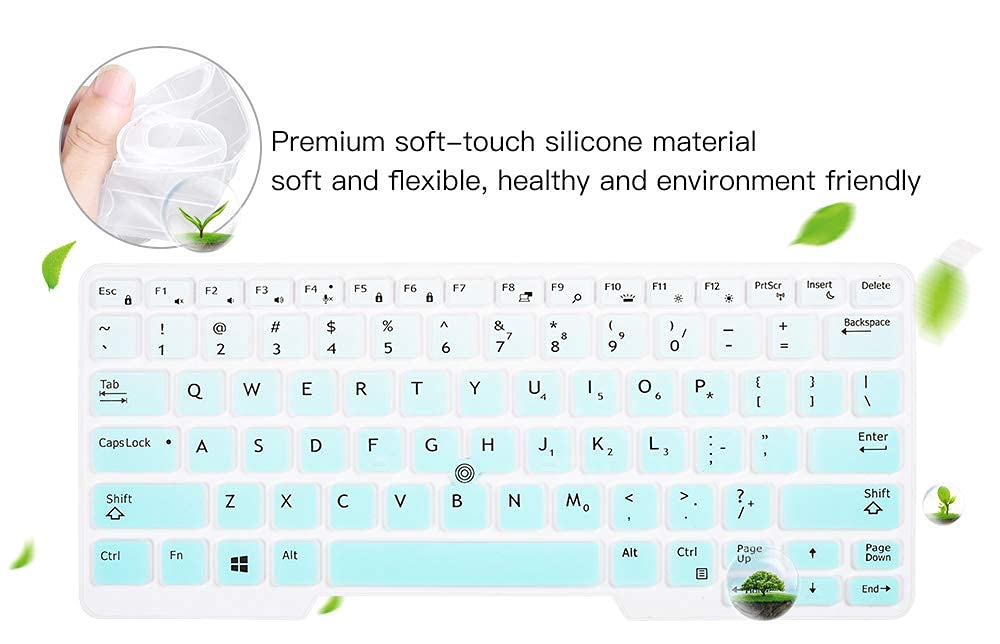 Silicone Keyboard Cover Skin for Dell Latitude 5480 5490 5491, Dell 3340 E3340 7490 E7450 E7470 E7480 E5450 E5470 E7480 Keyboard Protective Skin, Gradual Mint Green (US Layout, with Pointing)