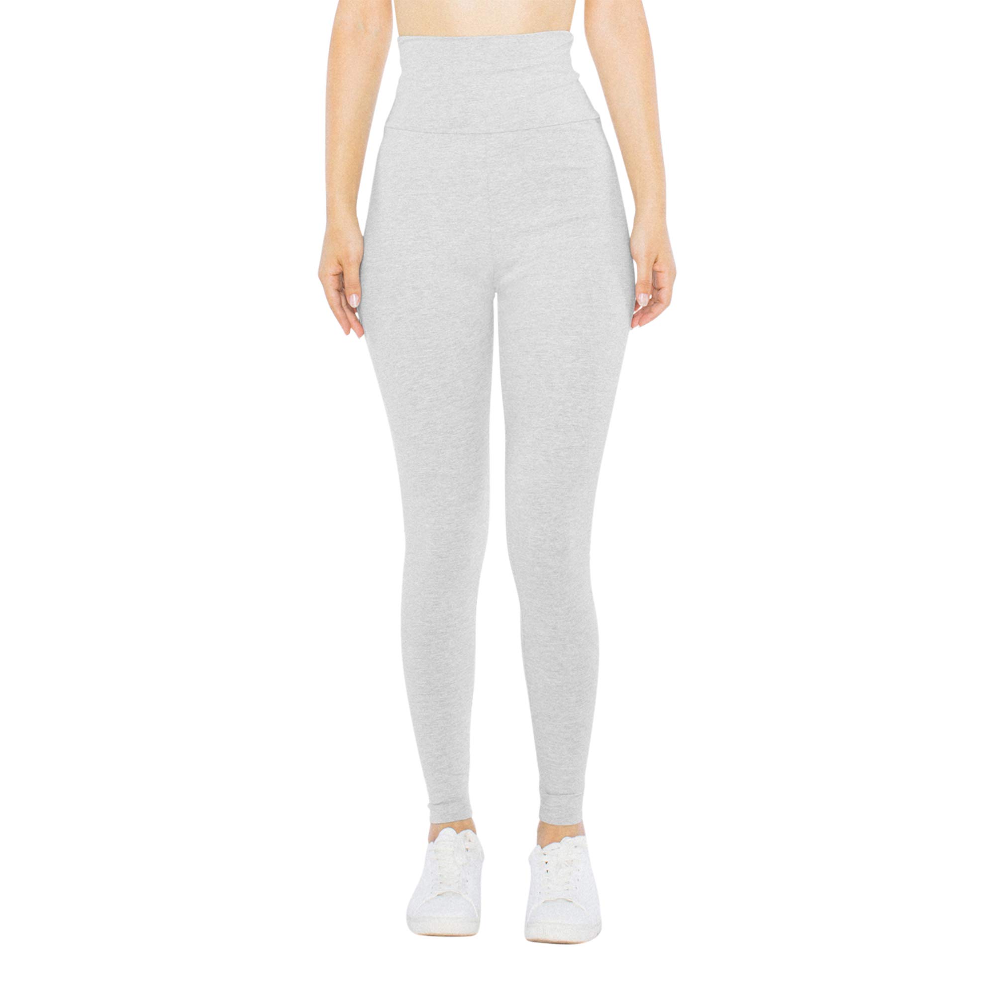 American Apparel Women's Cotton Spandex Jersey High-Waist Leggings, Heather Grey, Small