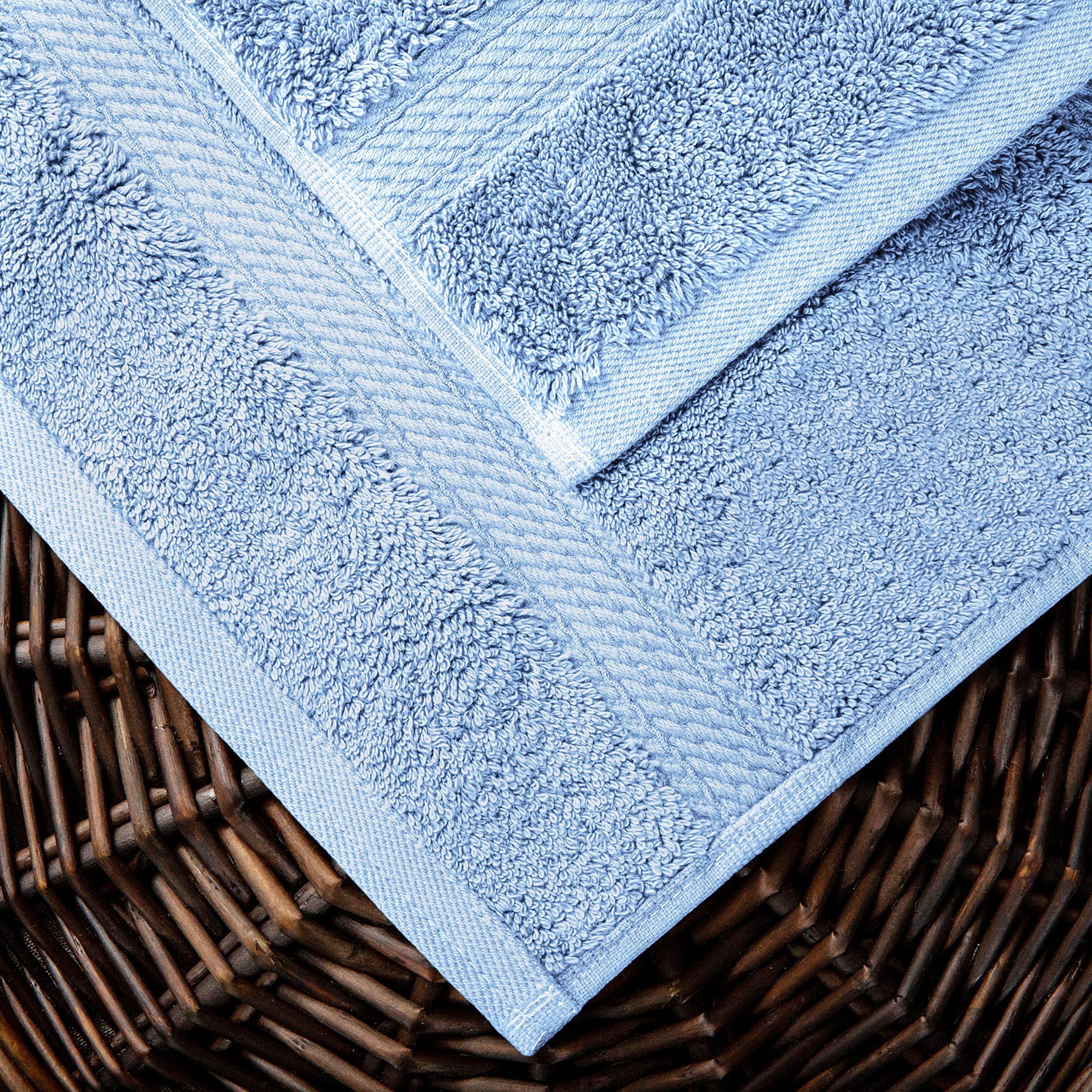 Superior Egyptian Cotton Pile 10 Piece Towel Set, Includes 2 Bath, 4 Hand, 4 Face Towels/Washcloths, Ultra Soft Luxury Towels, Thick Plush Essentials, Guest Bath, Spa, Hotel Bathroom, Light Blue
