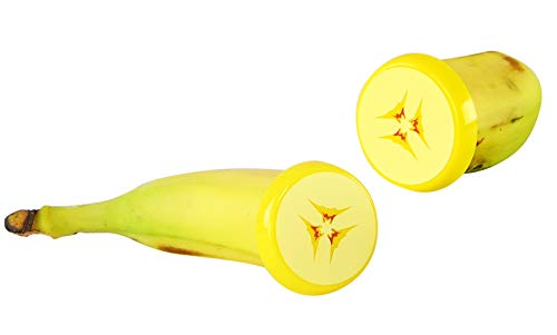 HOME-X Fresh Banana Cover, Reusable Produce Keeper, Banana End Caps, Set of 2-2” D x 1” H, Yellow