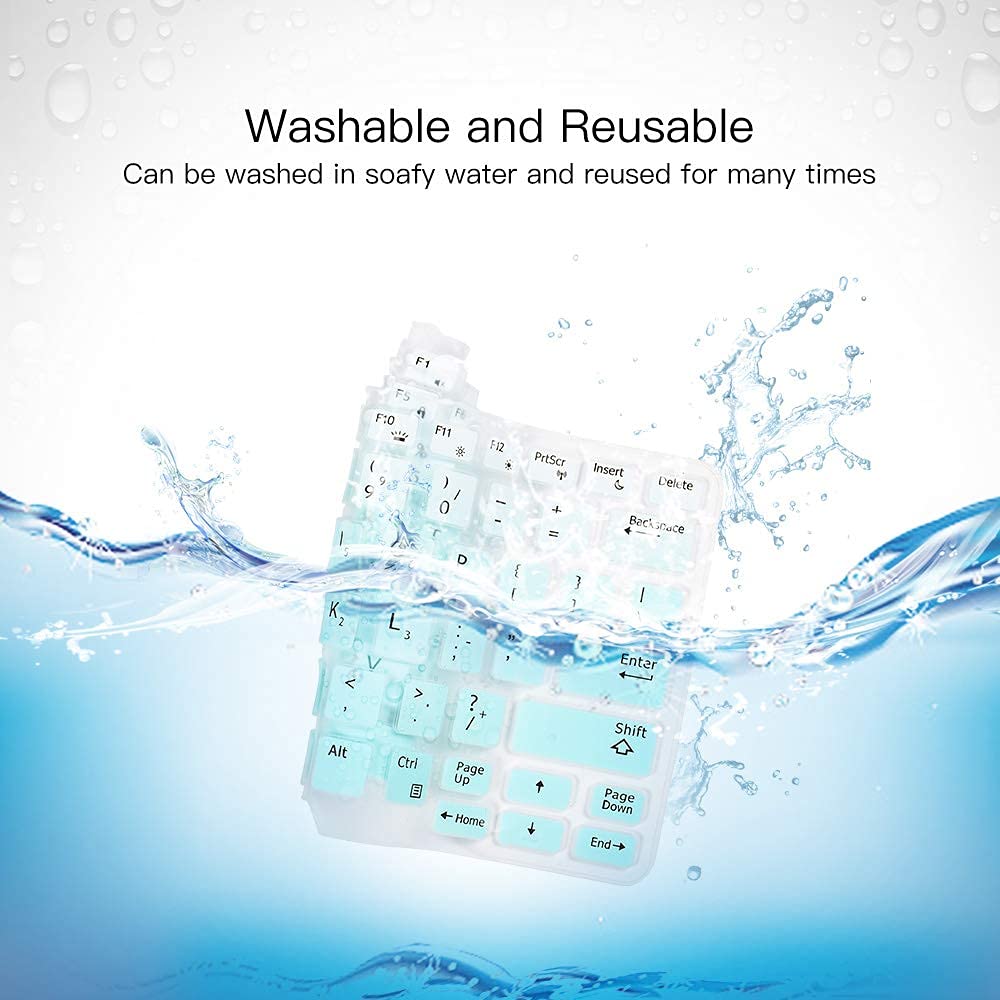 Silicone Keyboard Cover Skin for Dell Latitude 5480 5490 5491, Dell 3340 E3340 7490 E7450 E7470 E7480 E5450 E5470 E7480 Keyboard Protective Skin, Gradual Mint Green (US Layout, with Pointing)