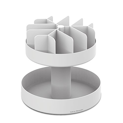 Mind Reader 2 Tier Lazy Susan Granola Bar and Snack Organizer,Home, Office, Breakroom, White