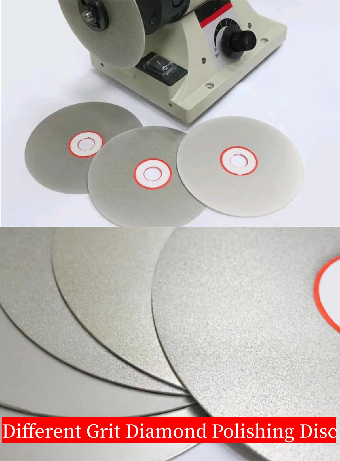 ENLAYER 5PCS Diamond Polishing Disc Set 8" x 1/2", Diamond Flat Lap 60/260/600/1200/2500 Grit Wheel Lapping Grinding Disc Tool for Cutting or Sanding Stone and Glass
