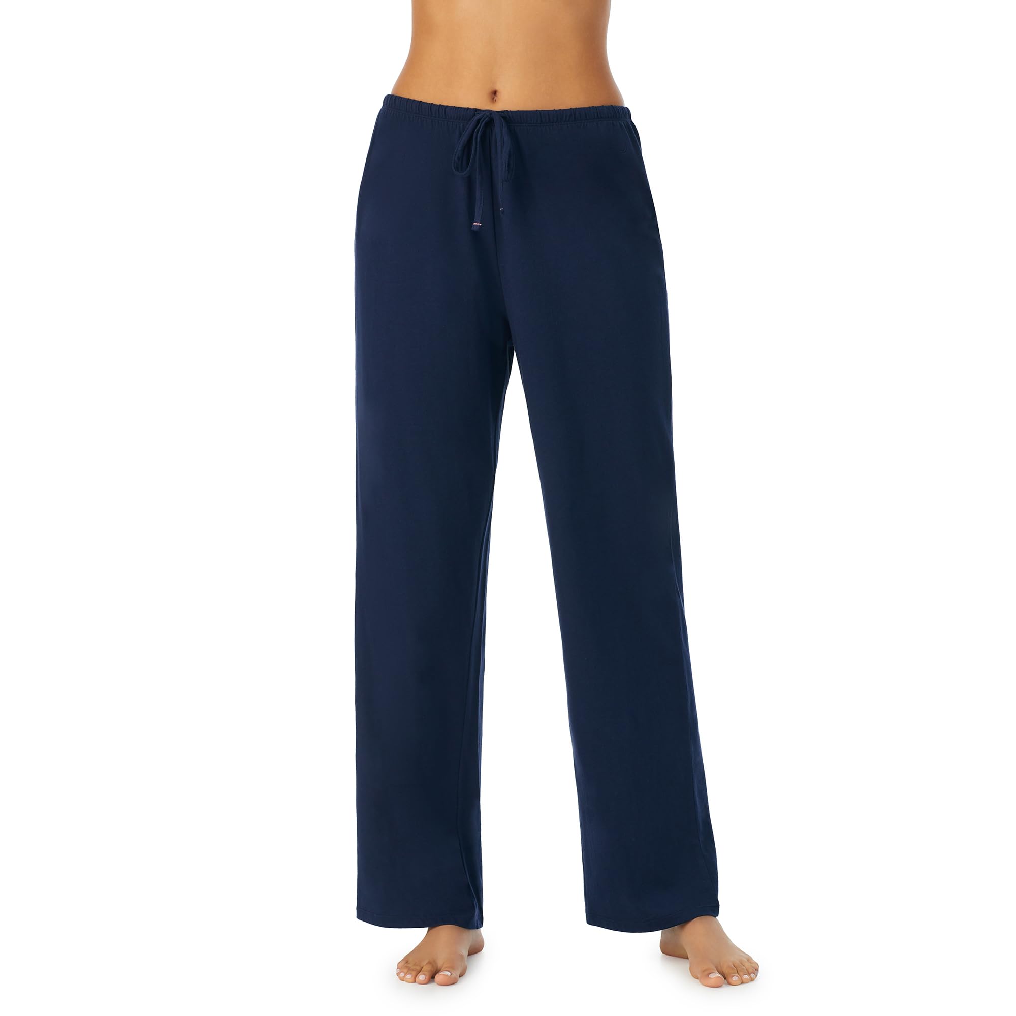 Nautica Womens Sleep Pants - Long Length, Breathable Pajama Bottoms - Cotton Knit Jersey Sleepwear and Loungewear - Navy - X-Large