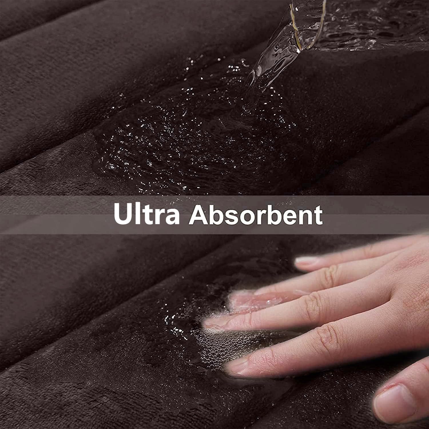 Buganda Memory Foam 3 Pieces Bathroom Rugs Set - Thick Soft Absorbent Non-Slip Bath Mats, Washable Small/Large/Contour Bath Rugs (24" x 16" + 30" x 20" + 24" x 20", Coffee)
