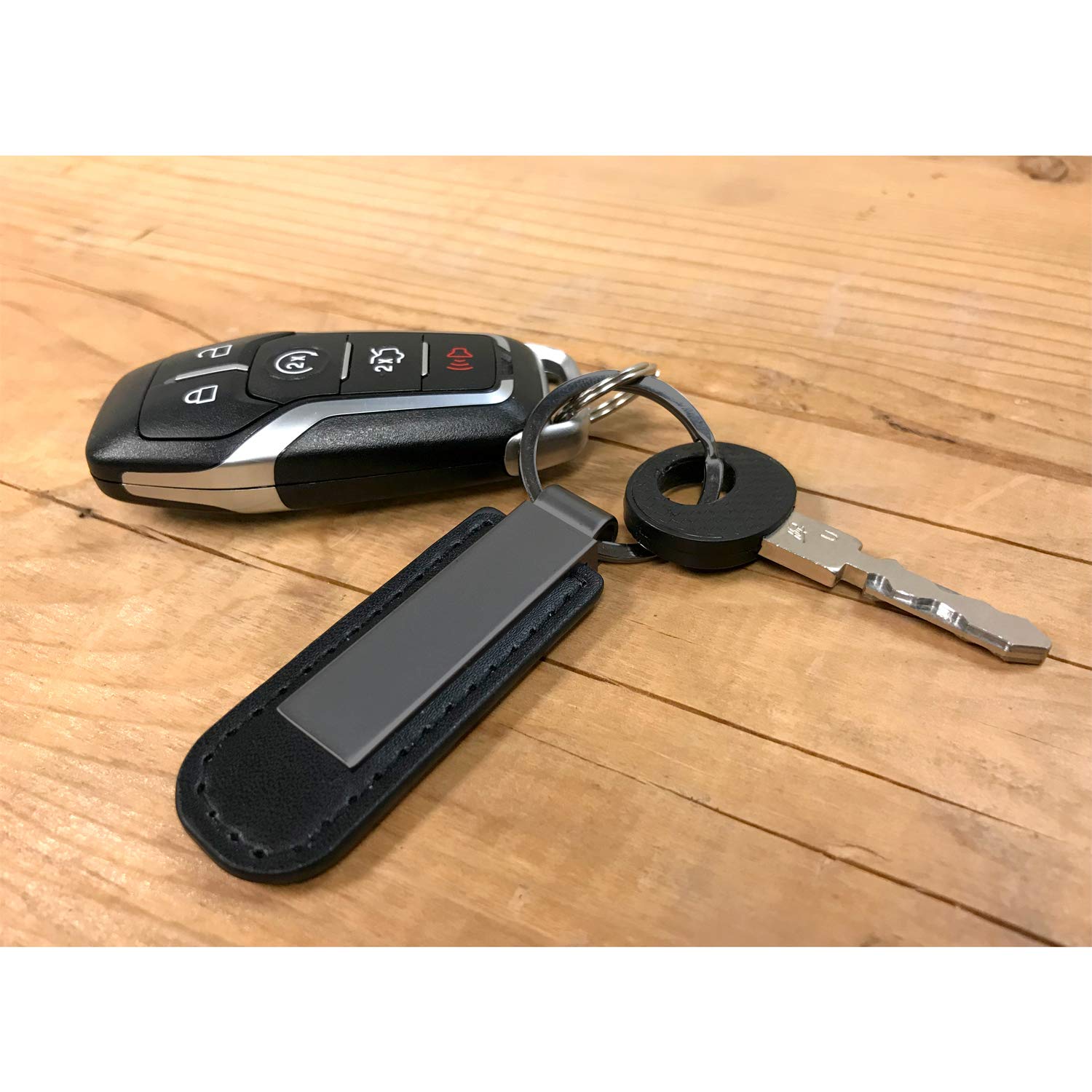 iPick Image for Honda Civic Si Gunmetal Black Metal Plate PU Leather Strap Key Chain Keychain, Official Licensed