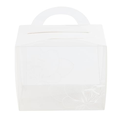 Restaurantware-5 Inch x 3.25 Inch Individual Cupcake Boxes, 100 Disposable Cupcake Display Boxes - With Handle, Lotus Accent, Clear Plastic Single Cupcake Containers, For Weddings Or Birthdays