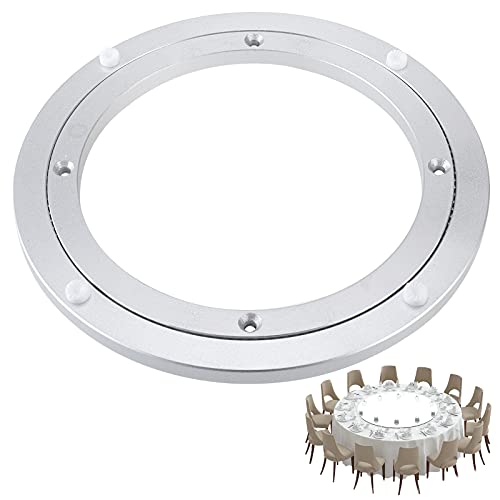 HOMOKUS Lazy Susan Hardware Aluminum Heavy Duty Rotating Turntable Bearing Table Base Round Swivel Plate Hardware for Glass Granite or Dining Table (12 INCH)
