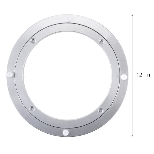 HOMOKUS Lazy Susan Hardware Aluminum Heavy Duty Rotating Turntable Bearing Table Base Round Swivel Plate Hardware for Glass Granite or Dining Table (12 INCH)