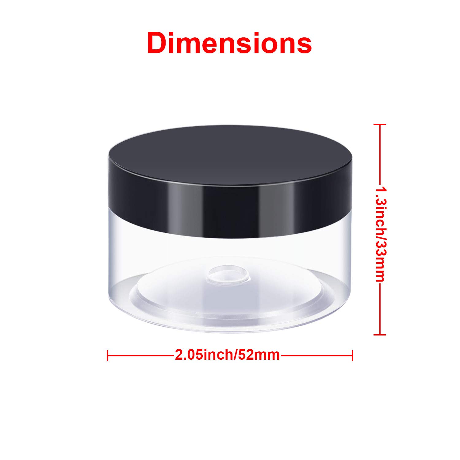 SATINIOR 24 Pieces Empty Clear Plastic Jars with Lids Round Storage Containers Wide-Mouth for Beauty Product Cosmetic Cream Lotion Liquid Butter Craft and Food (Black Lid, 1 oz)
